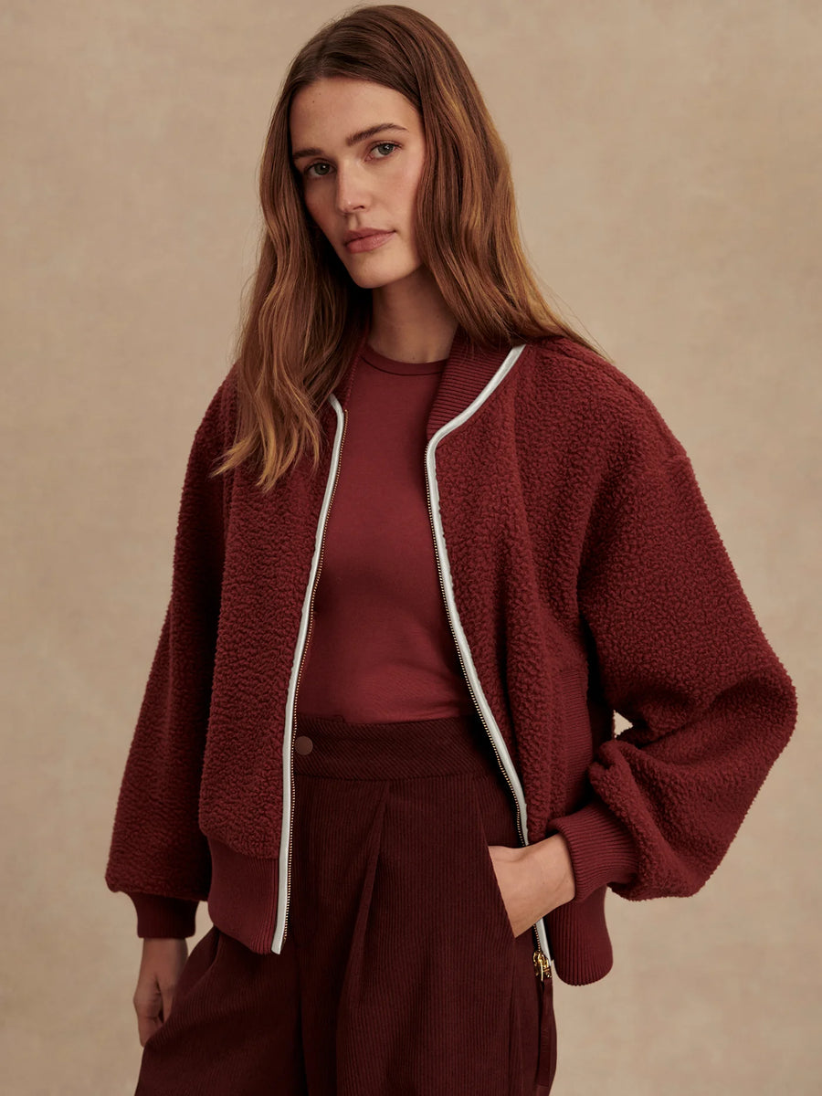 Varley Hansley Fleece Jacket in New Maroon – Ela Maria