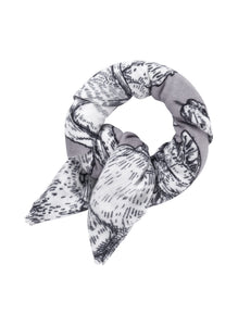 Codello Scarf with a hand drawn cat motif in Silver – Ela Maria