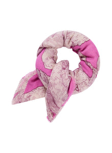 Codello Scarf with a hand drawn cat motif in Pink – Ela Maria