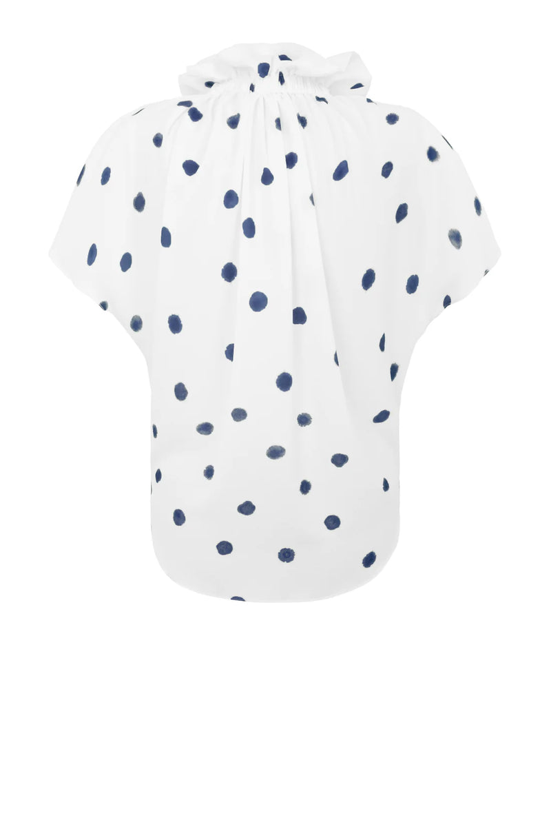 Edeline Lee Ruff Blouse in White/Blue – Ela Maria